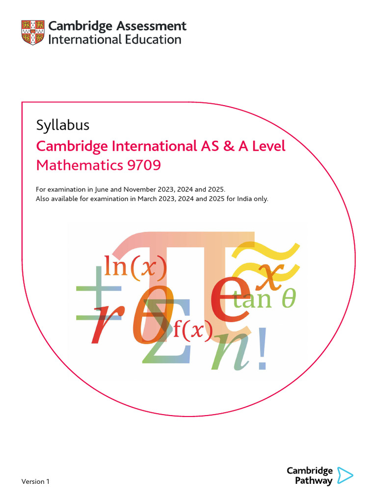 Maths 9709-2023-2025-Syllabus | PDF | Trigonometric Functions | Sine