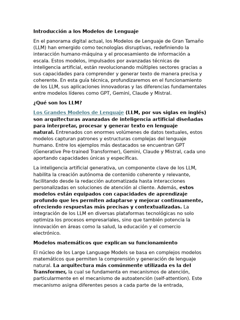 Guía de Modelos de Lenguaje LLM | PDF | Inteligencia artificial ...