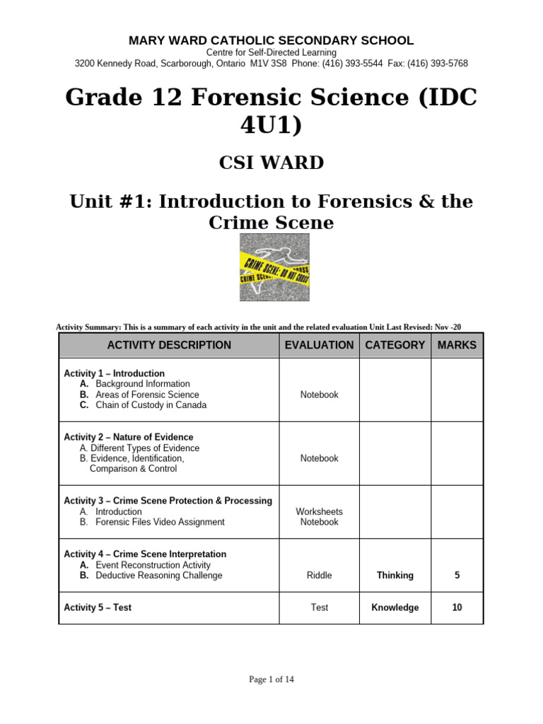 CSI Unit 1 (1) (1) | PDF | Crime Scene | Forensic Science