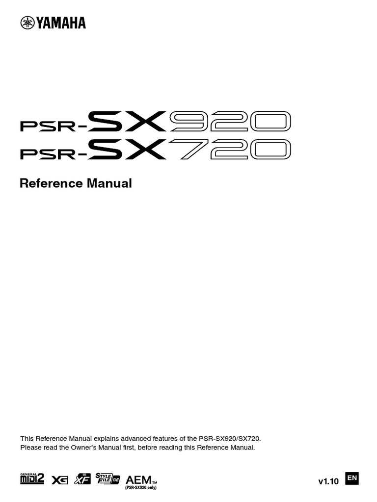 PSR-SX920 Reference Manual en B0 | PDF | Chord (Music) | Computer Keyboard