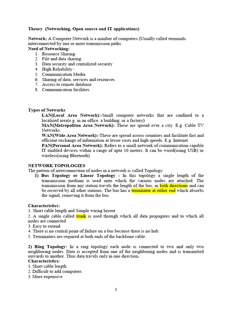 Networking and Open Source Concepts | PDF | Network Topology | Computer Network