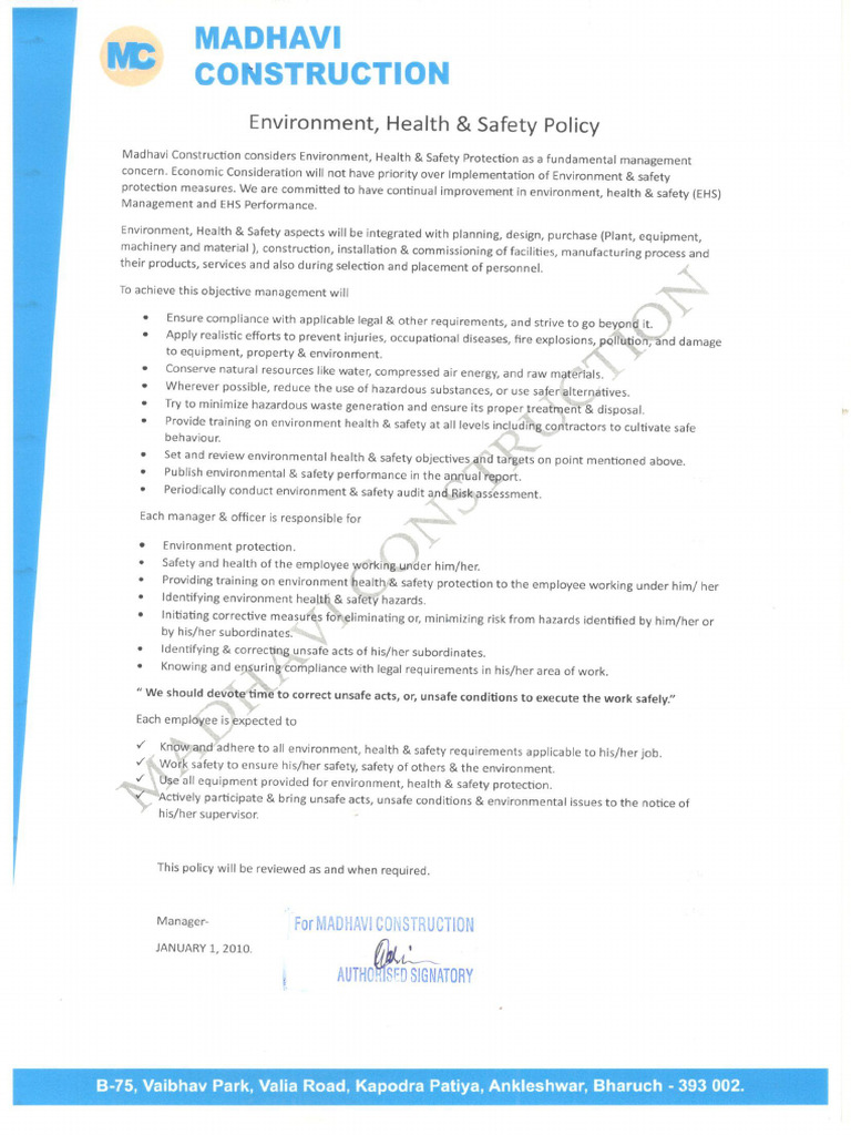 Ehs Policy PDF | PDF