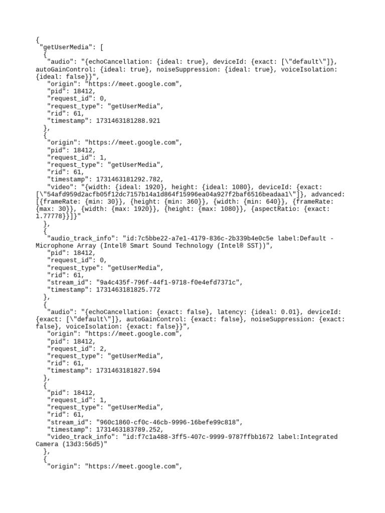 Webrtc Internals Dump | PDF | Computing Platforms | Computer Architecture