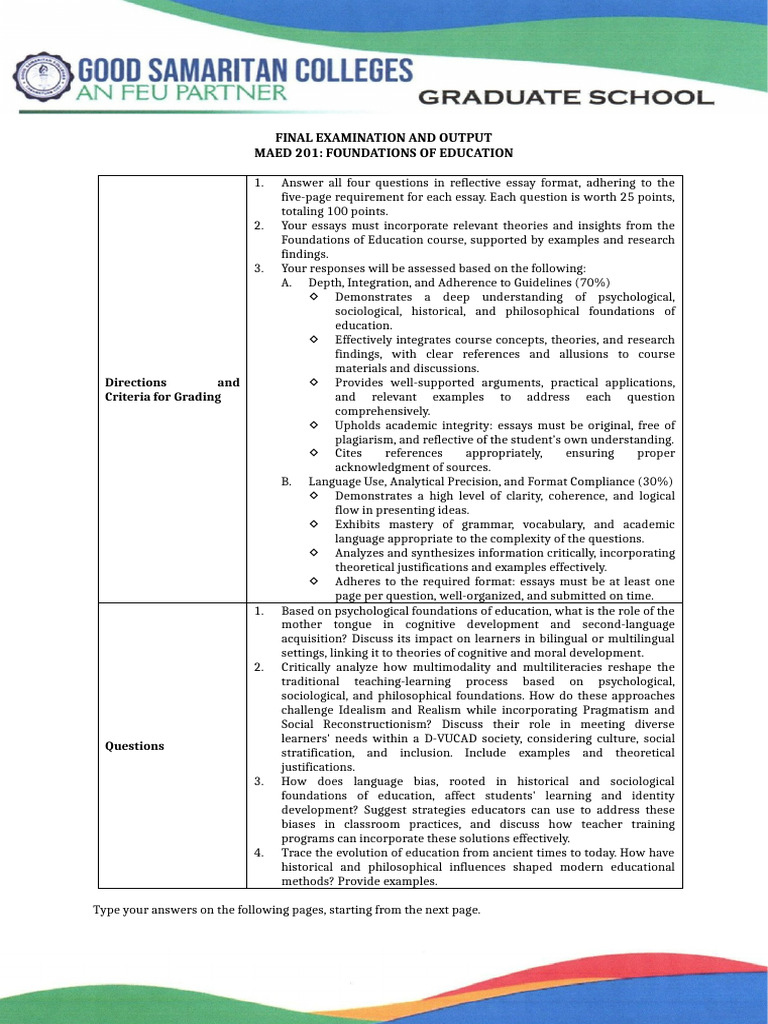 Template. Final Output. Maed 201 | PDF | Sociology | Essays