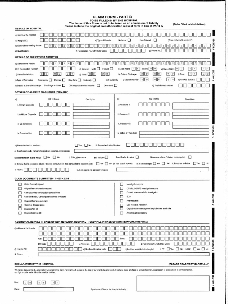 Claim Form Part-B | PDF