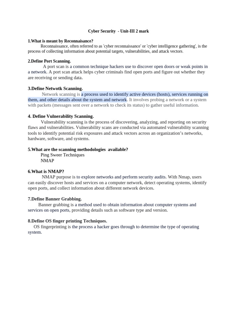 Unit 3 2 marks | PDF