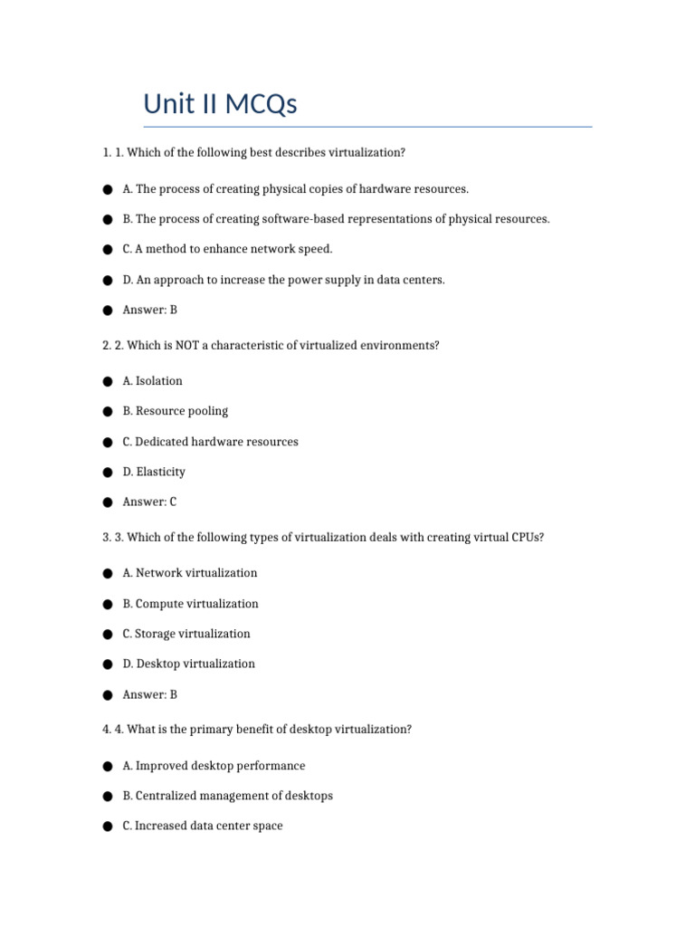 Cloud Computing Virtualization MCQs | PDF | Virtualization | Cloud Computing