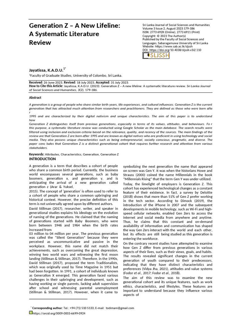 Generation Z - A New Lifeline A Systematic Literat | PDF | Millennials ...