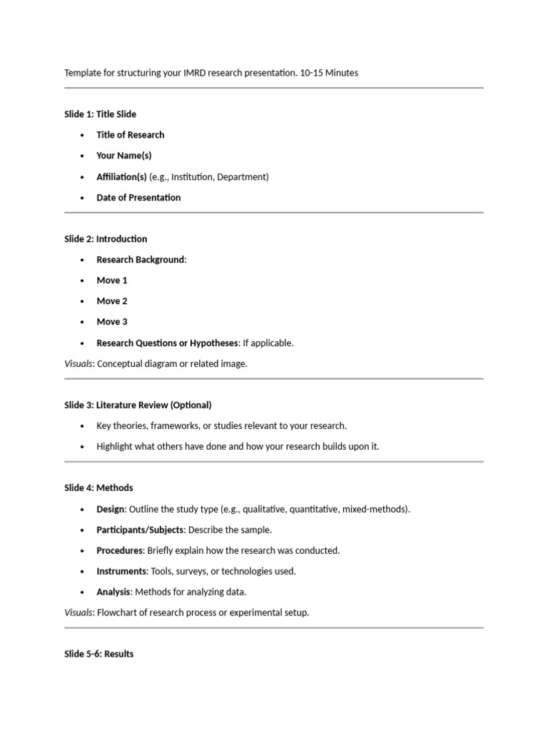 Template For Structuring Your IMRD Research Presentation | PDF