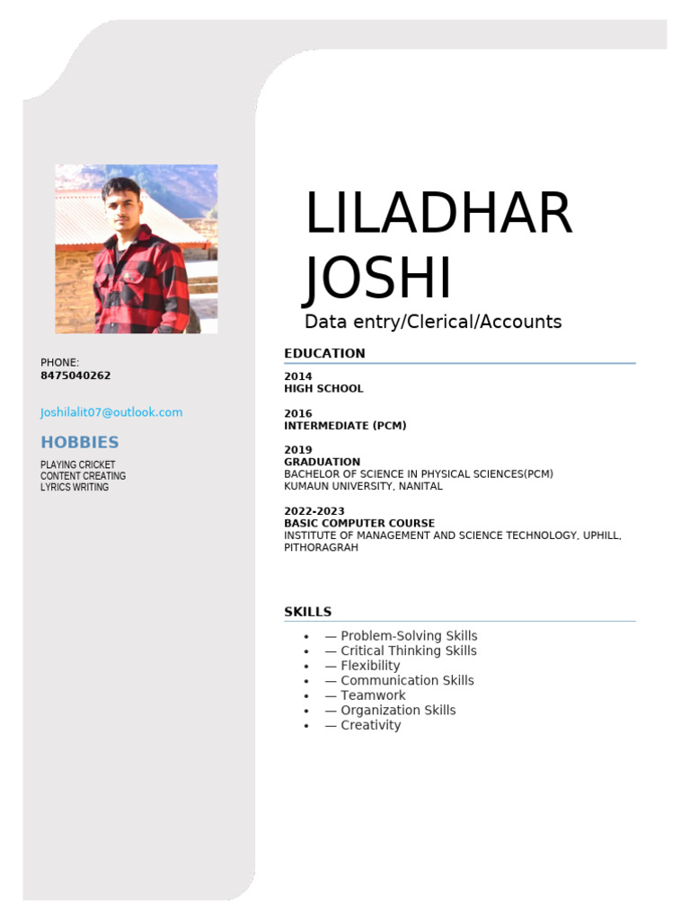 Liladhar Joshi Resume | PDF