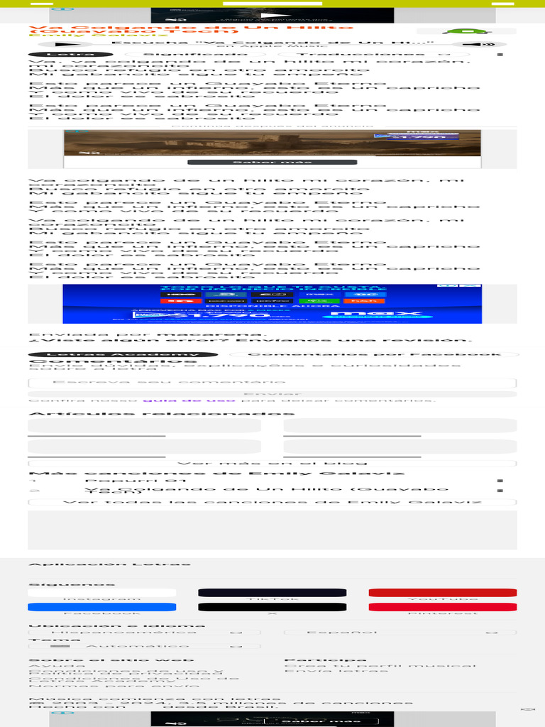 Va Colgando de Un Hilito (Guayabo Tech) - Emily Galaviz | PDF