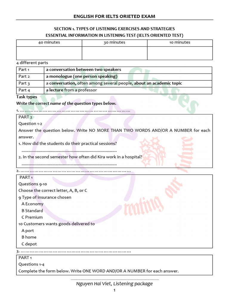 Eng 2c Listening Vincent No Key | PDF | International English Language ...