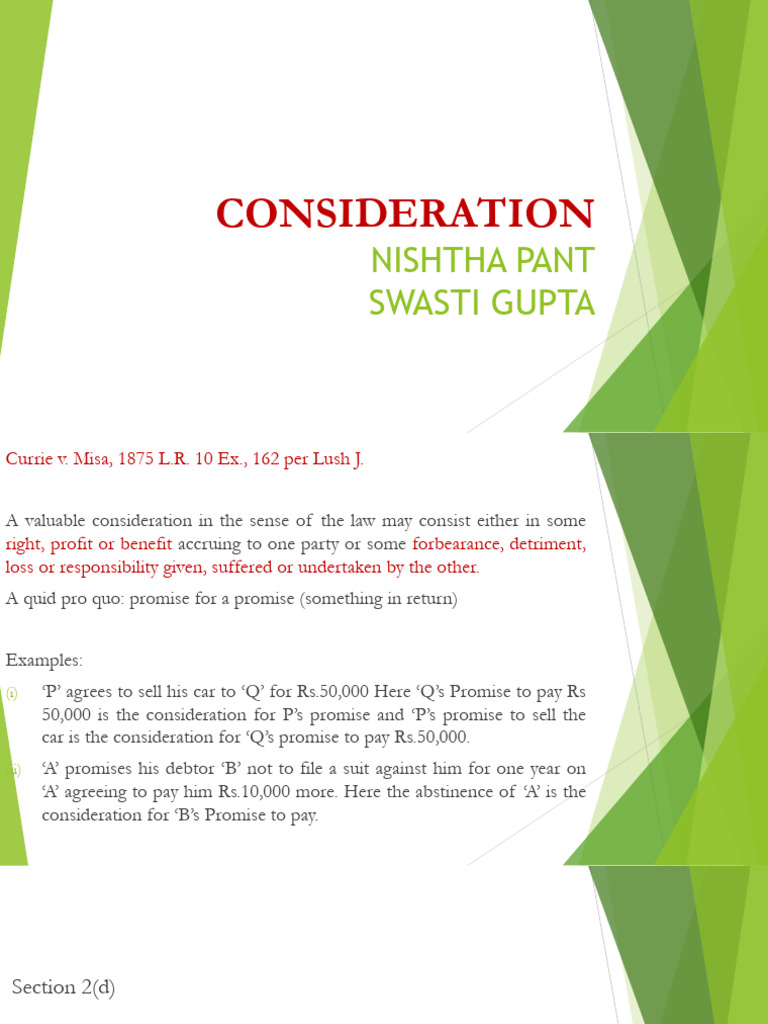 CONSIDERATION | PDF | Estoppel | Consideration