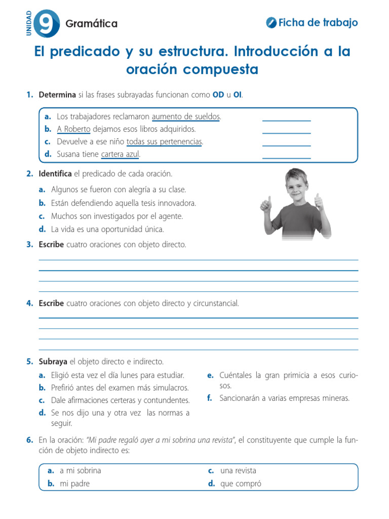 El Predicado y Su Estructura | PDF | Oración (Lingüística) | Sintaxis