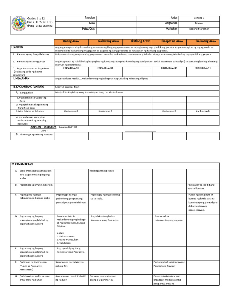 Aralin 2 Unang Linggo | PDF