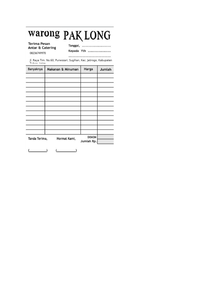 Nota Rumah Makan | PDF