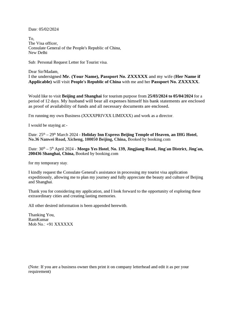 Cover Letter Formet For China | PDF | Shanghai