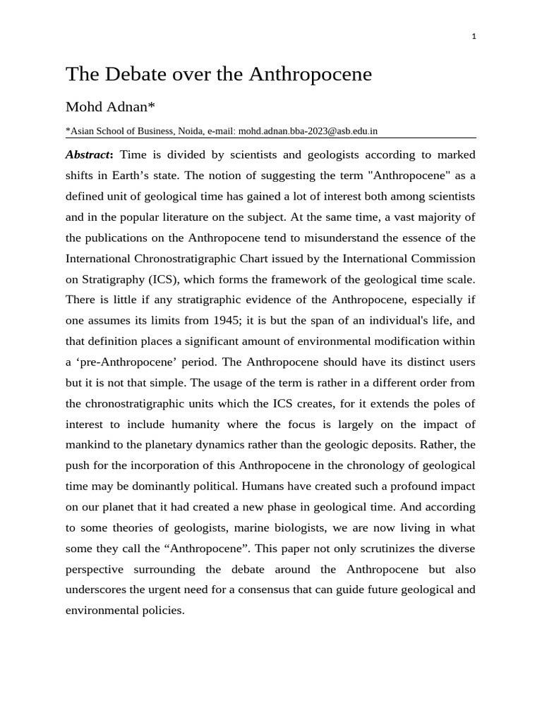 The Debate Over The Anthropocene | PDF | Anthropocene | Geologic Time Scale