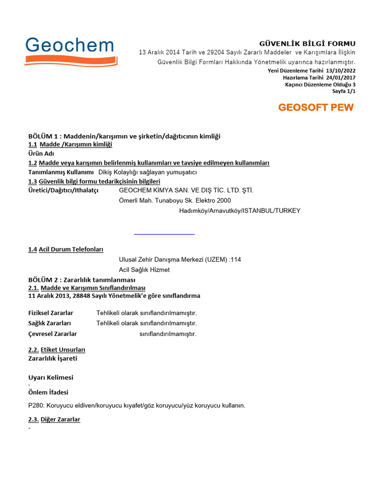 Geosoft Pew - SDS - TR | PDF