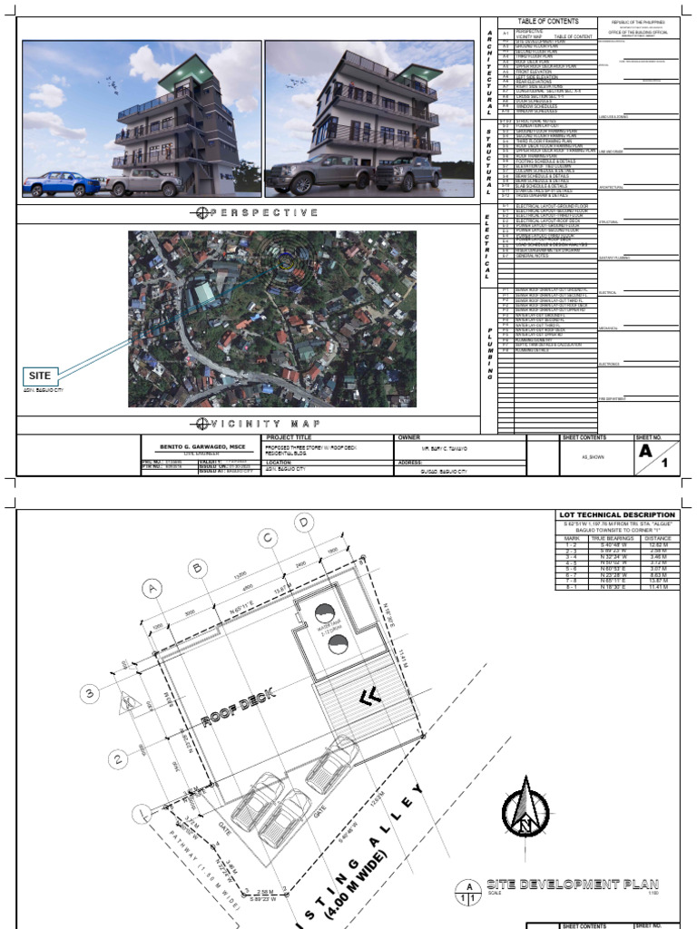 Proposed Three-Storey Residential Plan | PDF | Building Engineering ...