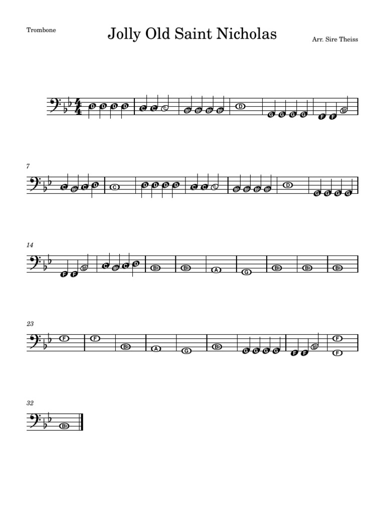 Trombone Arrangement: Jolly Old Saint Nicholas | PDF