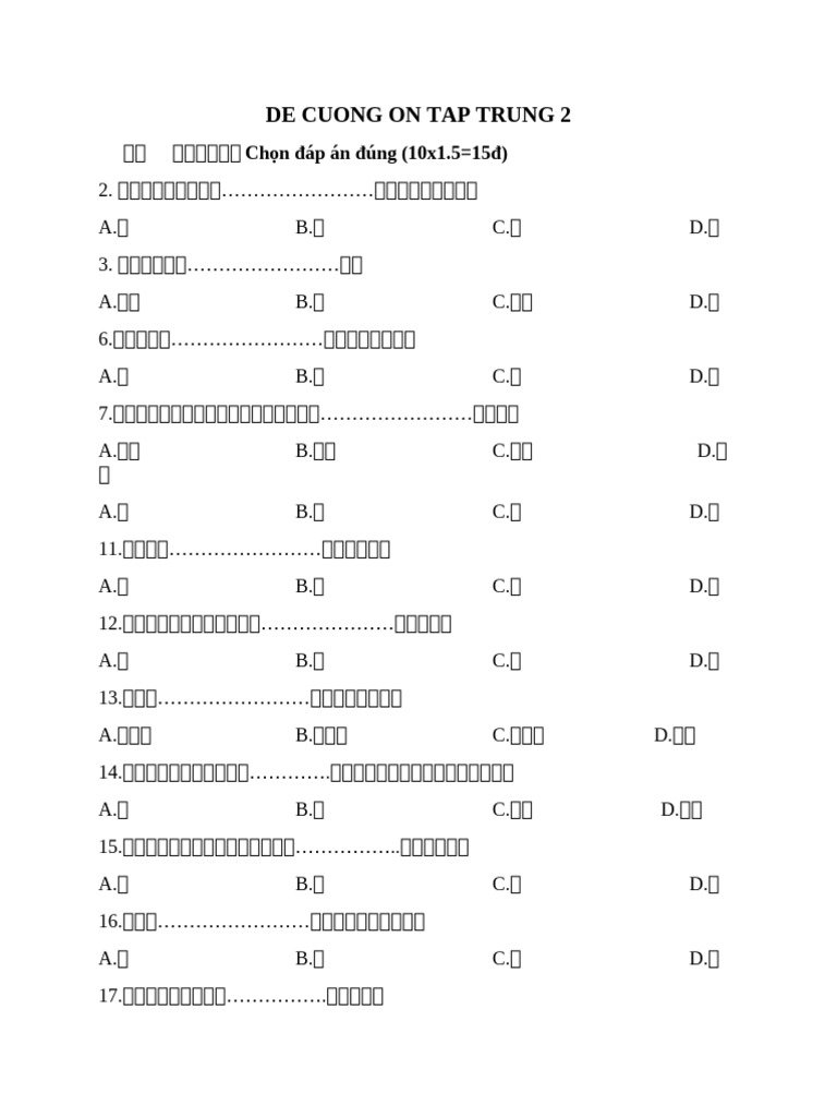 Tieng Trung_ Trac Nghiem | PDF
