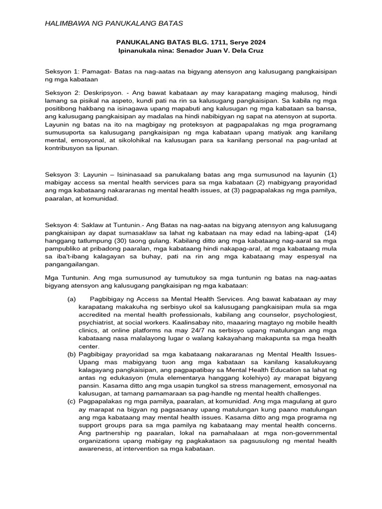 Panukalang Batas Halimbawa 2 | PDF