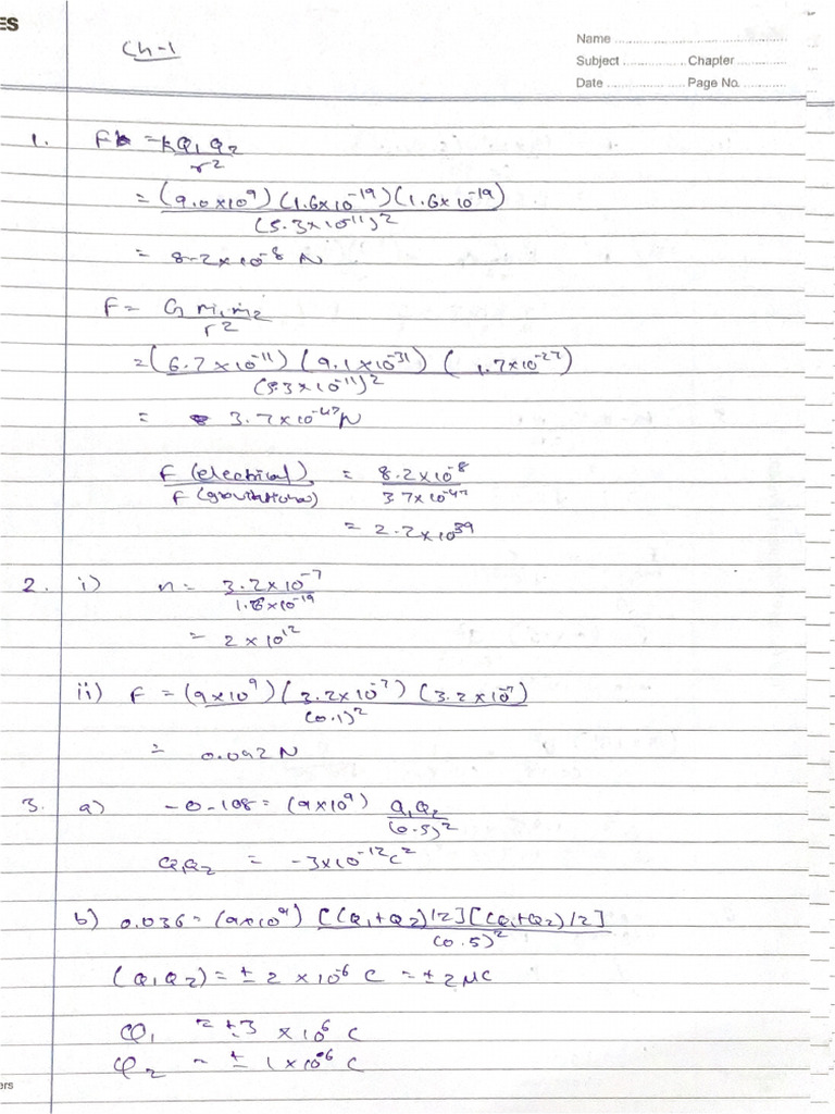 Chapter 1 Numericals | PDF