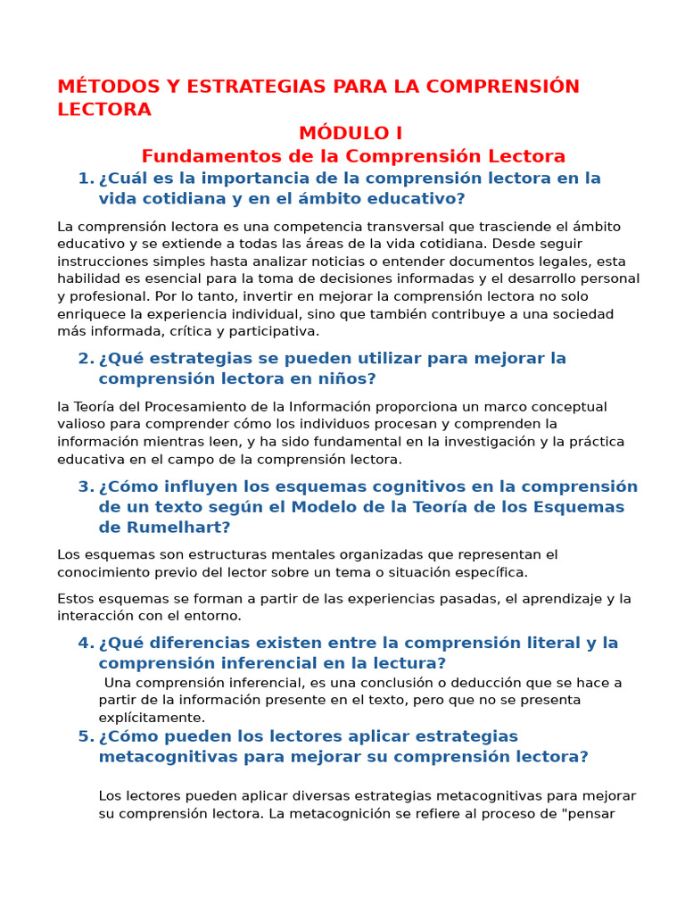 Estrategias para Mejorar la Comprensión Lectora | PDF | Comprensión ...