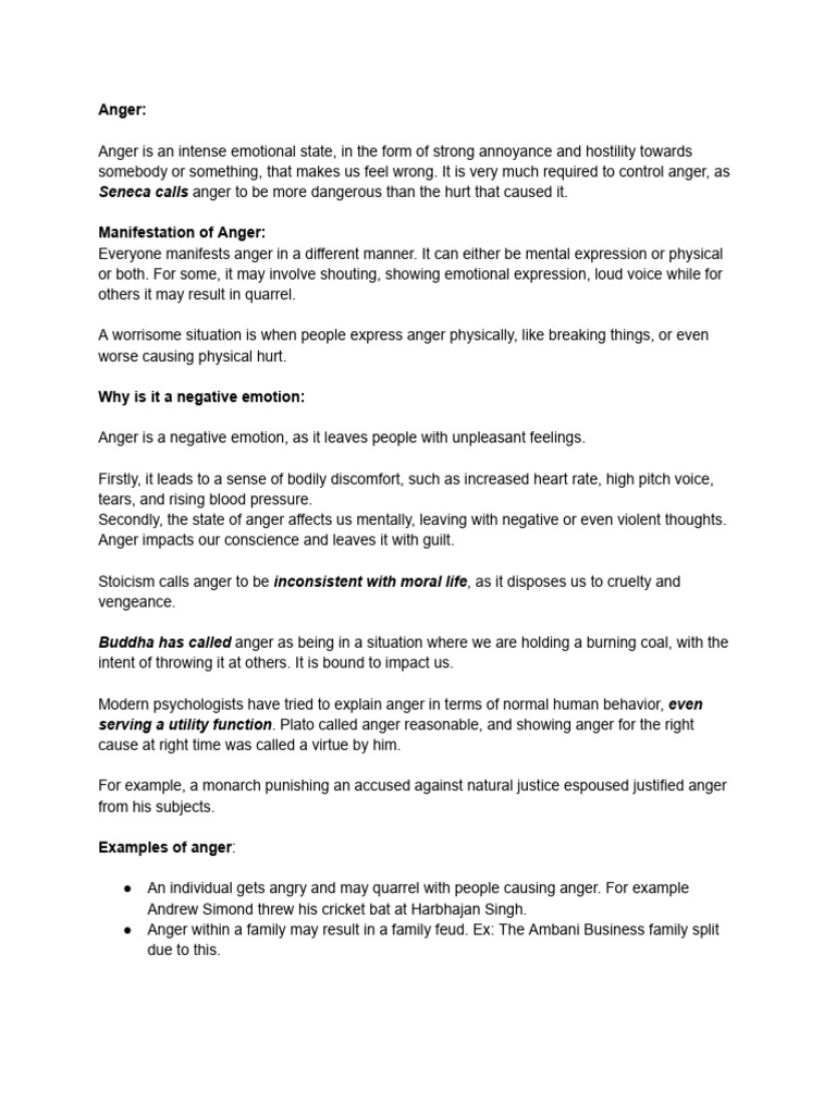 67919 Classroom 13 Emotions and Example Anger 2 | PDF | Anger | Greed