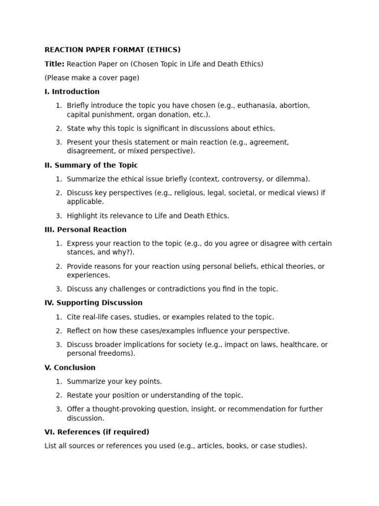 Reaction Paper Format | PDF