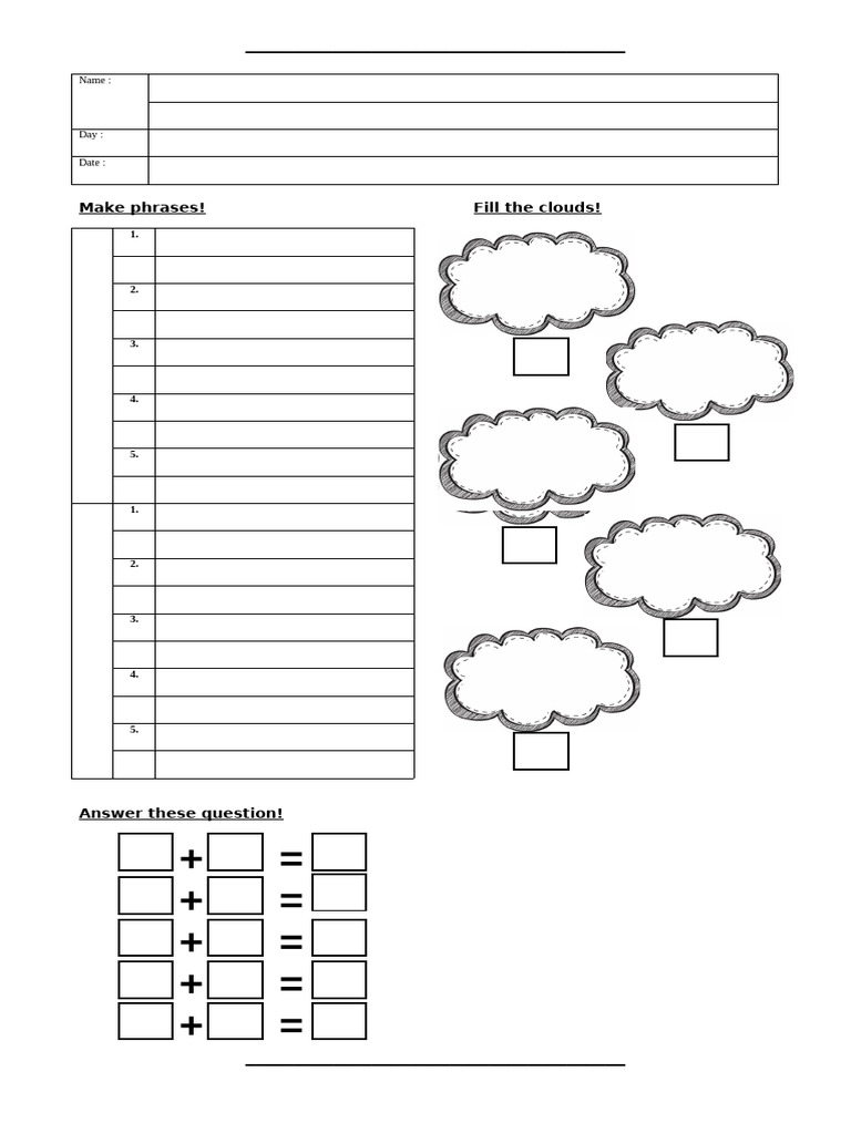 Worksheet Matematika dan Bahasa TK | PDF