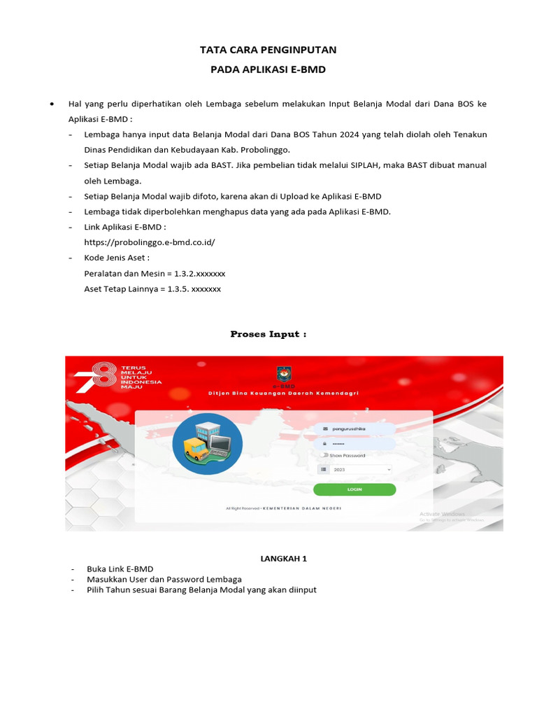 Tata Cara Input Pada E-BMD | PDF
