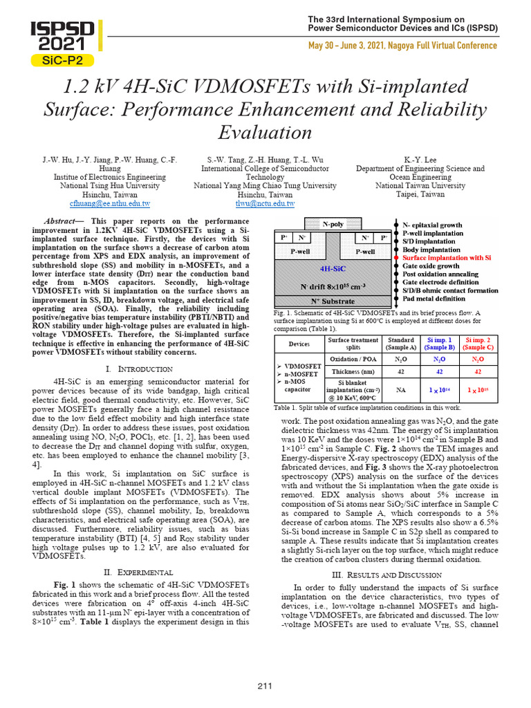 1.2 KV 4H-SiC VDMOSFETs With Si-Implanted Surface Performance Enhancement and Reliability ...