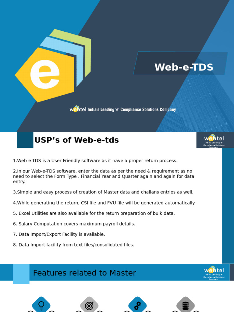 Web-e-TDS Software Features Overview | PDF | Personal Computers ...