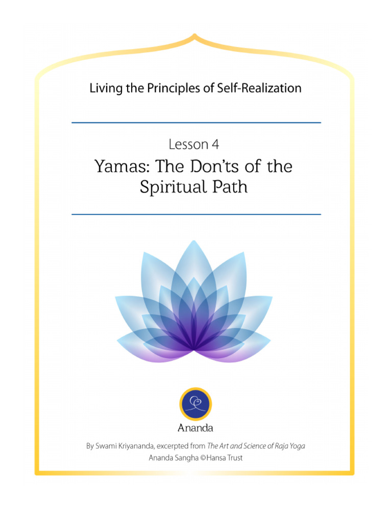 Lesson 4 - Yamas | PDF | Yoga | Meditation