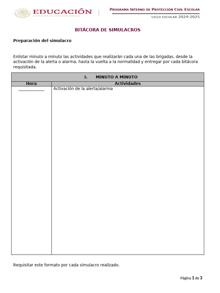 8 - Bitacora Simulacros 2023 2024 | PDF