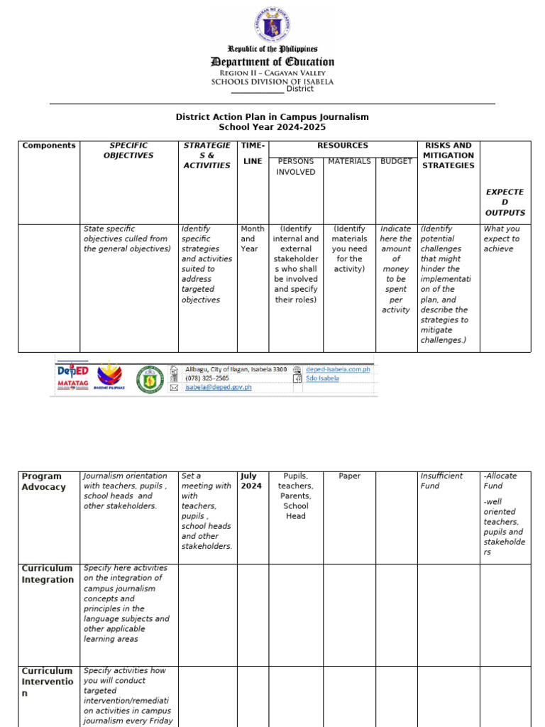 REV2_DISTRICT-ACTION-PLAN-IN-JOURNALISM | PDF | Curriculum | Learning