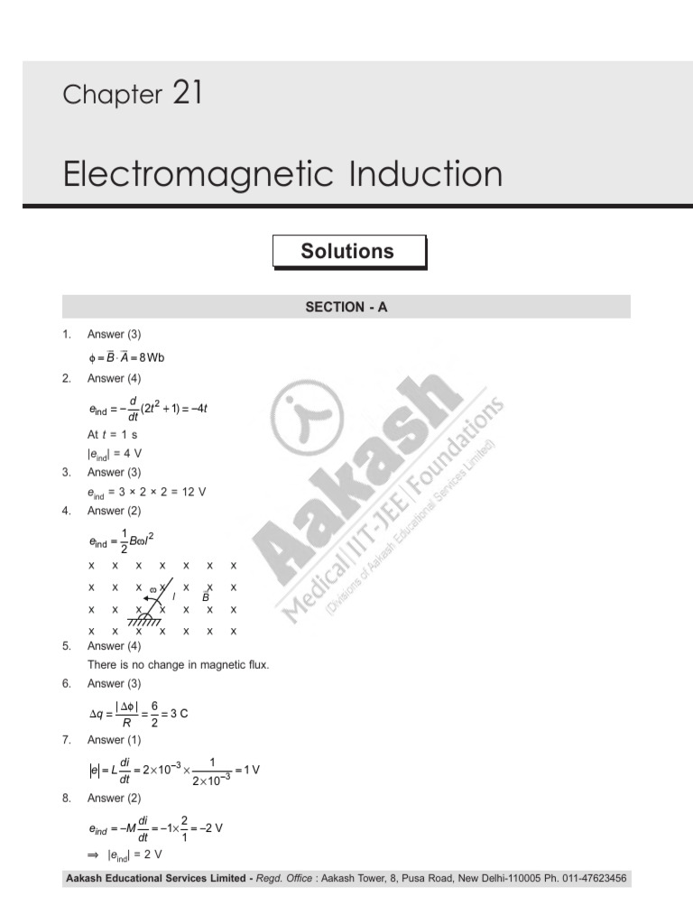 Electromagnetic Induction Assignment Solutions | PDF | Electromagnetism ...