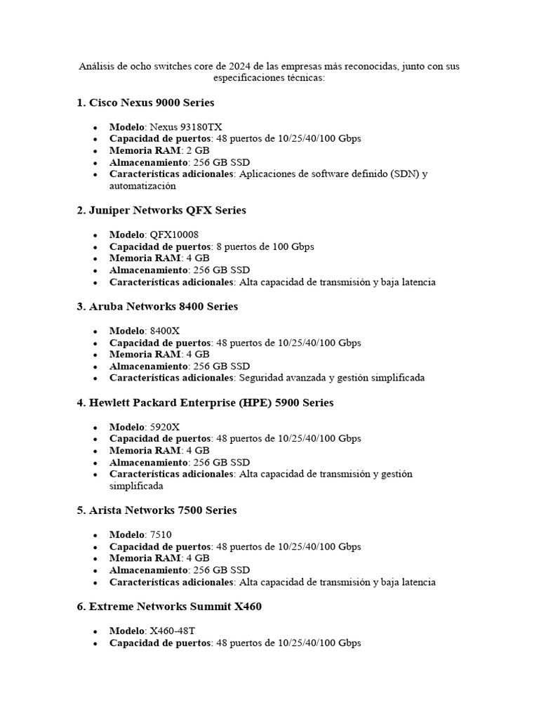 Análisis de switches core 2024 | PDF