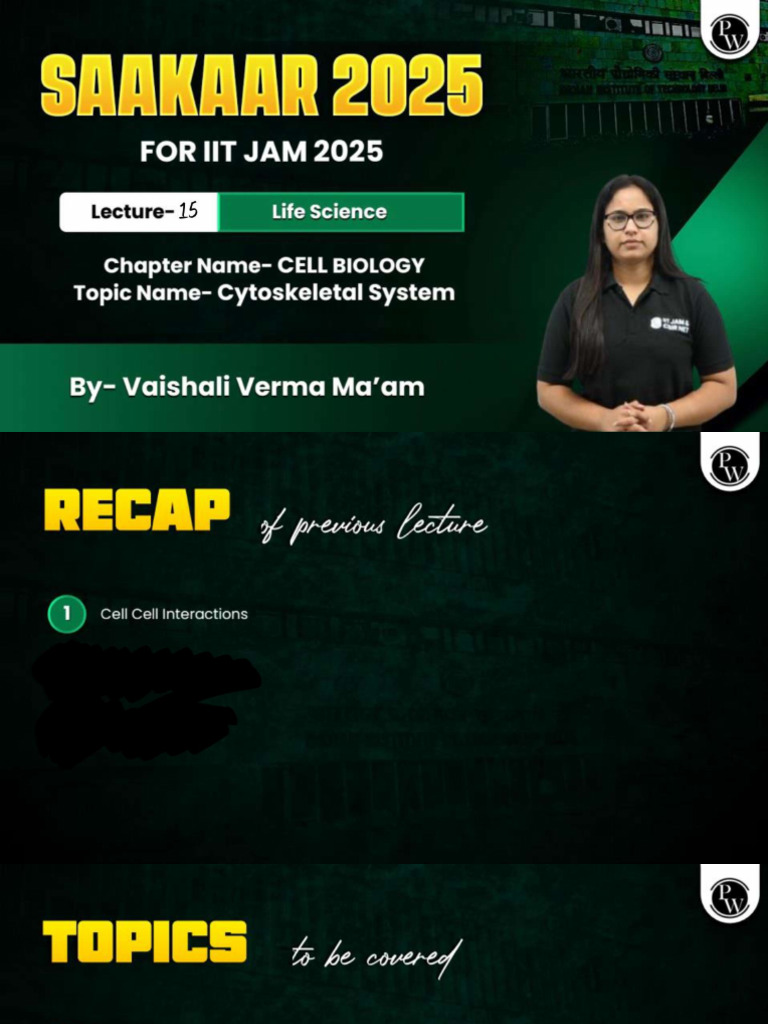 Cell Biology 15 - Class Notes | PDF