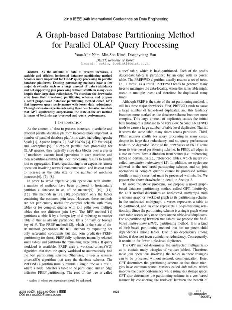 ICDE 2018 A Graph-Based Database Partitioning Method For Parallel OLAP Query Processing | PDF ...