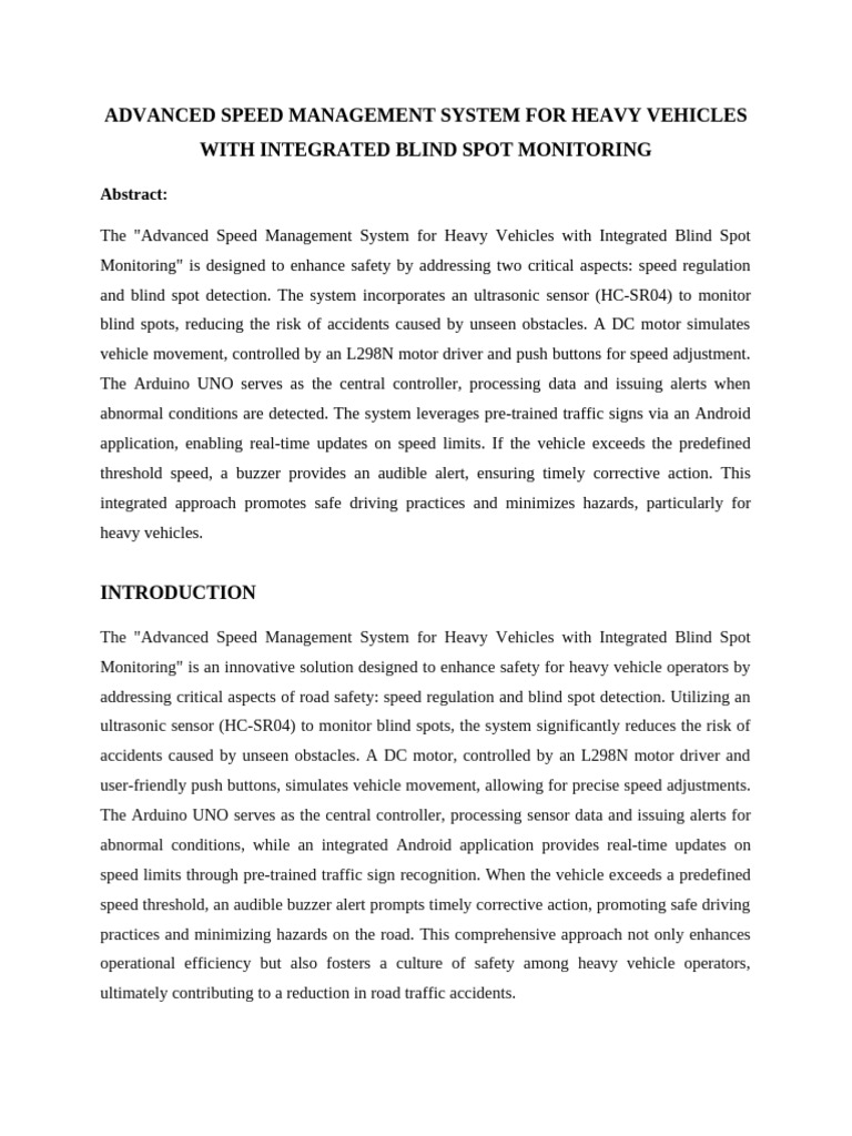 Advanced Speed Management System For Heavy Vehicles With Integrated ...