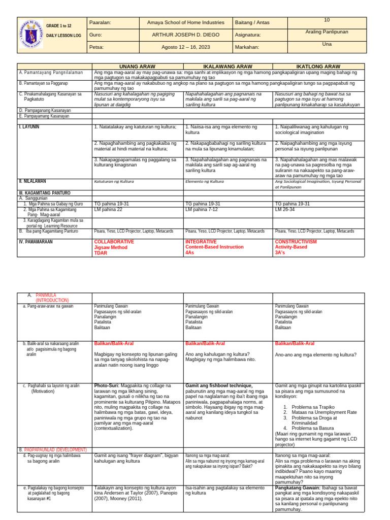 DLL Q1 Week 3 2023 2024 | PDF