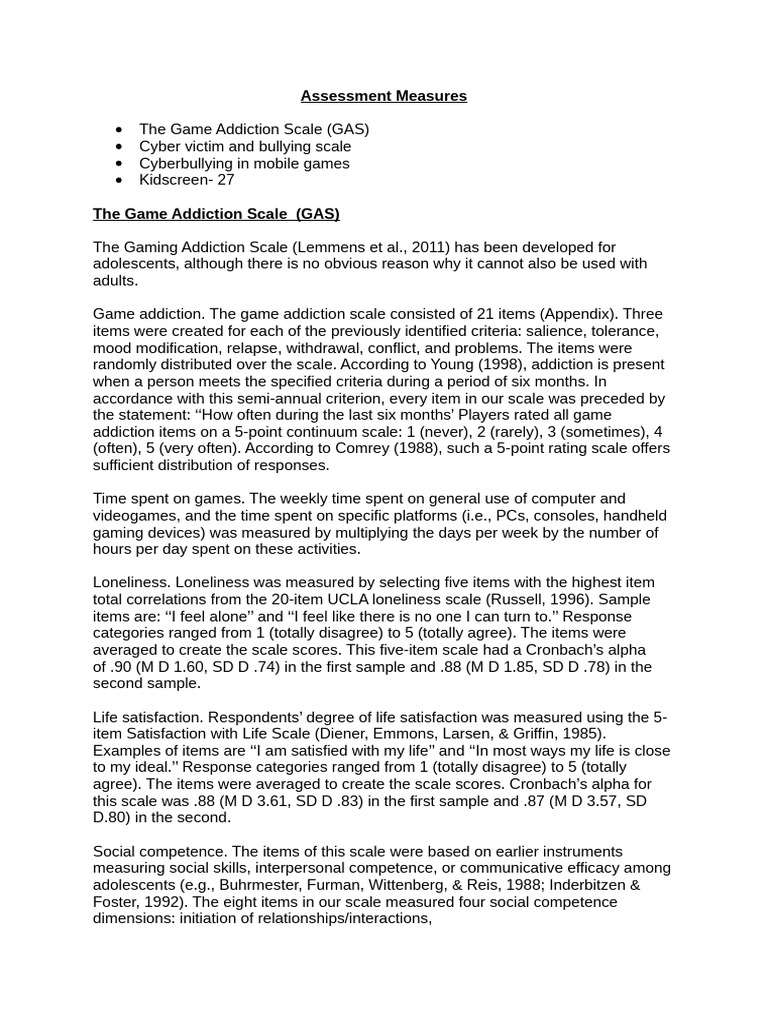 Game Addiction and Cyberbullying Scales | PDF | Cyberbullying | Bullying