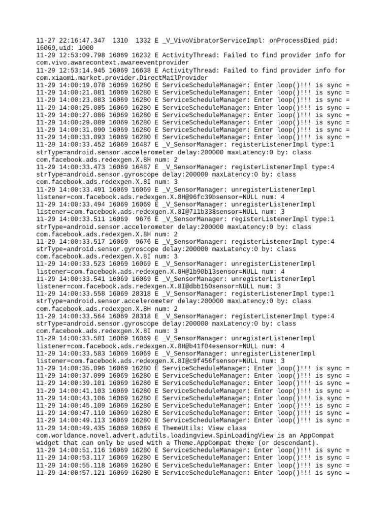 Android Error Log Analysis | PDF | Computer Programming | Computing Platforms
