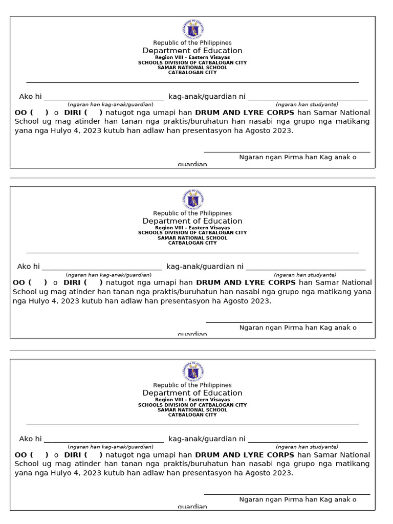 PARENT'S PERMIT | PDF