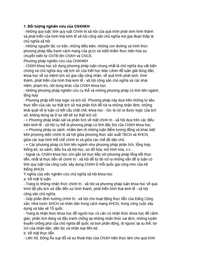 CNXHKH ĐỀ CƯƠNG | PDF