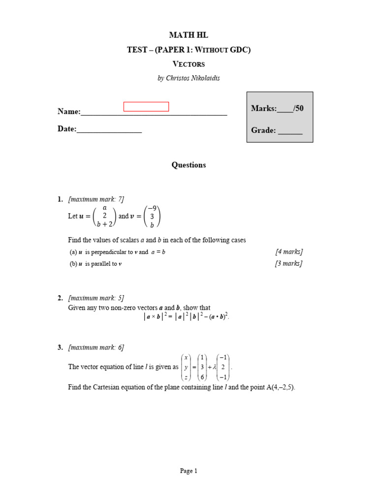 TEST 1. Vectors (P1-P2) (SOLUTIONS) | PDF | Euclidean Vector | Angle