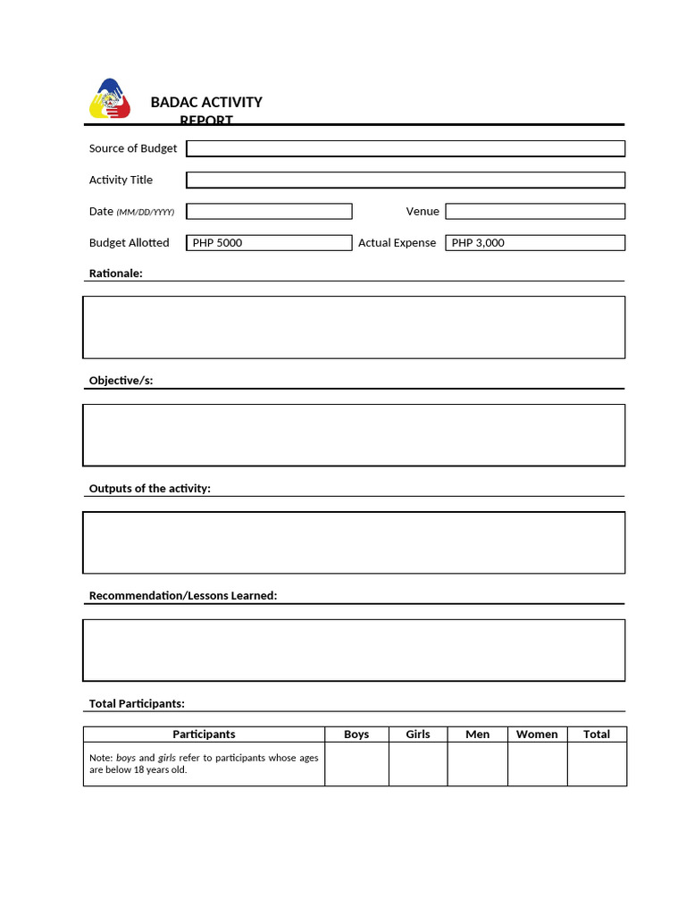 BADAC FORM - Activity Report | PDF